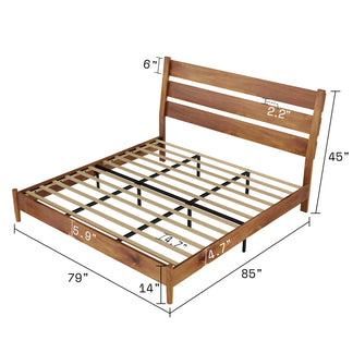 Amerlife Clifford Bed Frame King Size Mid Century Reclining Slatted ...