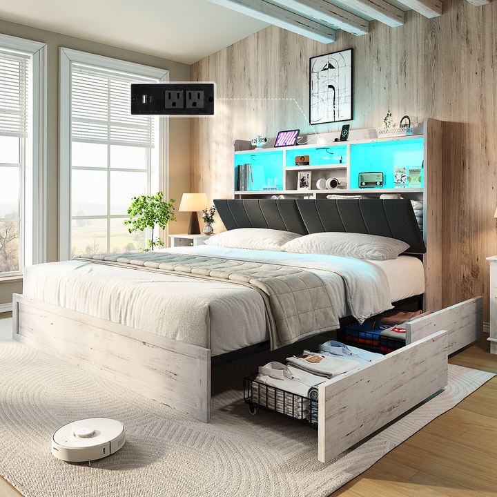LED Bed Frames | King, Queen, & Full Size Beds with LED Lights – Amerlife