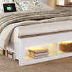 Amerlife Larkin Storage Bed Frame Farmhouse LED Wood Platform Bed No ...