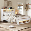 Amerlife Larkin Storage Bed Frame Farmhouse LED Wood Platform Bed No ...