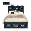 Amerlife Larkin Storage Bed Frame Farmhouse LED Wood Platform Bed No ...