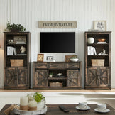 Amerlife Bret Farmhouse Bookcase with Doors, 5 Shelf Bookshelf Storage ...