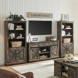 Amerlife Bret Farmhouse Bookcase with Doors, 5 Shelf Bookshelf Storage ...