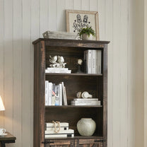 Amerlife Bret Farmhouse Bookcase with Doors, 5 Shelf Bookshelf Storage ...