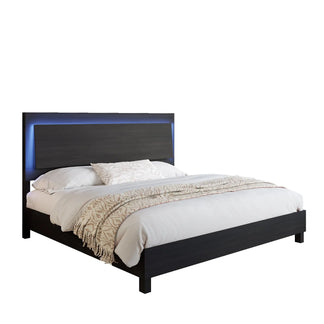 Amerlife Carson King LED Bed Frame 47" Headboard Rustic Platform Bed