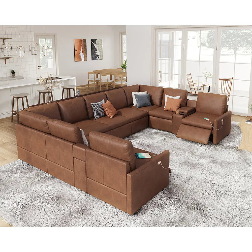 Leather look modular lounge store