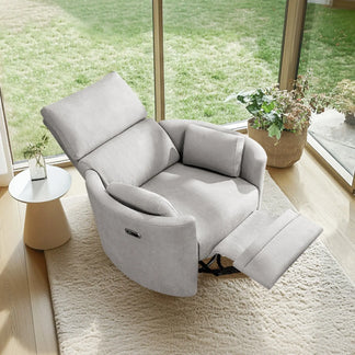 Amerlife Foss Power Recliner Chair Barrel Swivel Rocking Reclining ...
