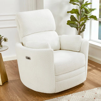 Amerlife Foss Power Recliner Chair Barrel Swivel Rocking Reclining ...