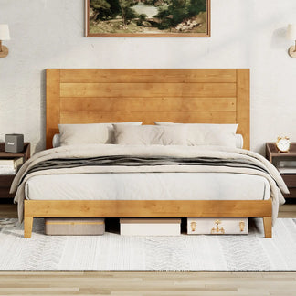 Fremont Queen Size Solid Wood Bed Frame 48.6" Headboard Mid-Century ...