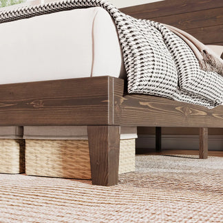 Fremont Queen Size Solid Wood Bed Frame 48.6" Headboard Mid-Century ...