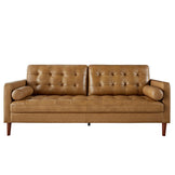 Amerlife Winston Leather Sofa,Mid-Century Modern Genuine Leather Sofa,3 ...