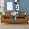 Amerlife Winston Leather Sofa,Mid-Century Modern Genuine Leather Sofa,3 ...