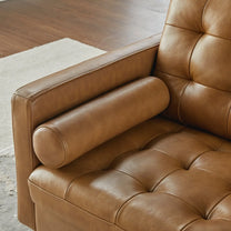 Amerlife Winston Leather Sofa,Mid-Century Modern Genuine Leather Sofa,3 ...