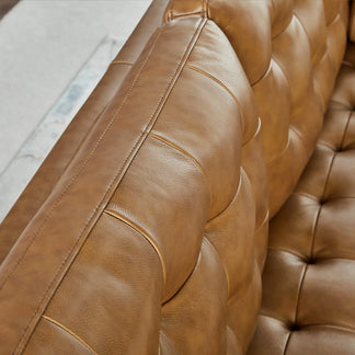 Amerlife Winston Leather Sofa,Mid-Century Modern Genuine Leather Sofa,3 ...